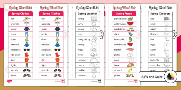 Words Associated with Spring Word Lists | Twinkl USA