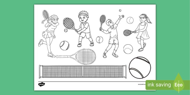 Tennis Doodle Colouring Page (teacher made) - Twinkl