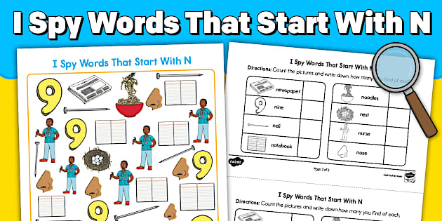 I Spy Words That Start With N Activity