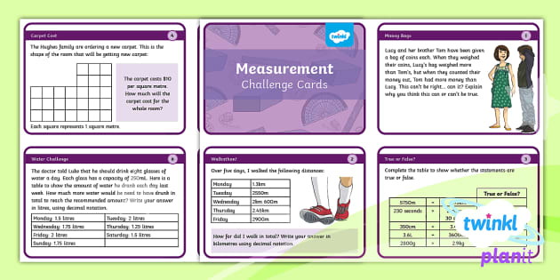Year 4 Using Units of Measurement: Challenge Cards