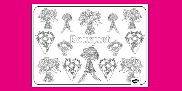 Flower Bouquet Doodle Colouring Page (teacher made) - Twinkl