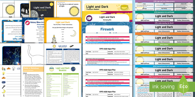 EYFS Light and Dark Bumper Planning and Resource Pack for 2-5 Year Olds