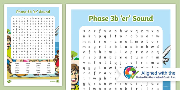 NI Linguistic Phonics Phase 3b 'er' Sound Word Search