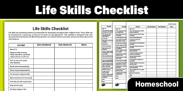 Homeschool Life Skills Checklist Pack | Twinkl USA