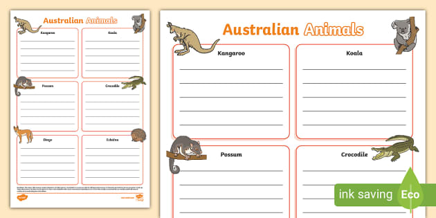 Australian Animals Fact File Template,Australian Animals