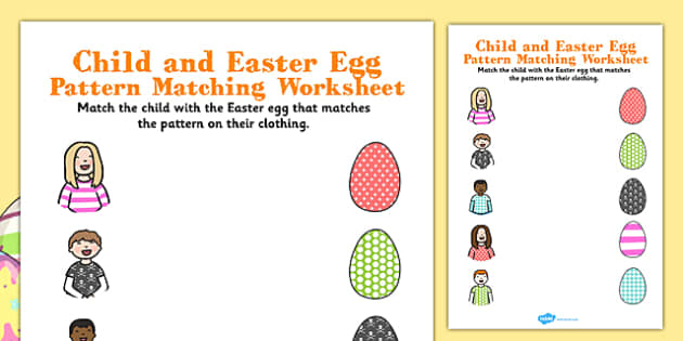Child and Easter Egg Pattern Matching Activity - Twinkl