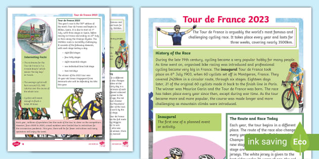 UKS2 Tour de France Differentiated Reading Comprehension Activity