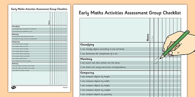 1999 Curriculum Junior Infants Early Maths Activities Assessment Group