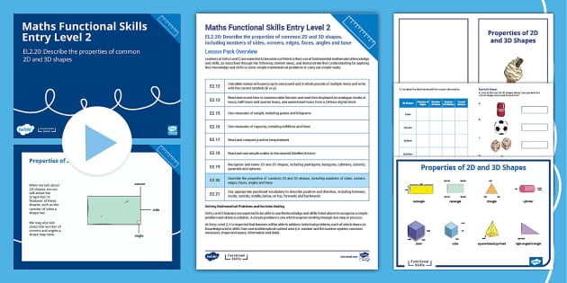 Maths Functional Skills Entry Level: 2.20: Describe the Properties of ...