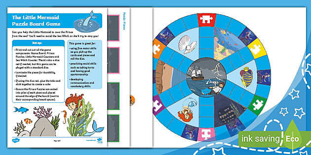 The Little Mermaid Puzzle Board Game (teacher made) - Twinkl