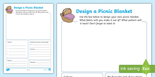Design a Picnic Blanket Worksheet (teacher made) - Twinkl