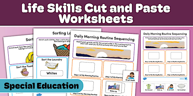 Life Skills Cut and Paste Sheets: Daily Routine and Sorting