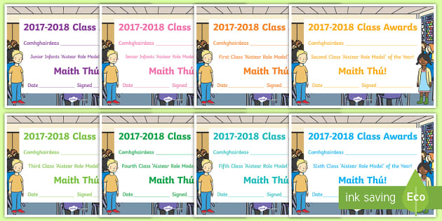2016-2017 Aistear Role Model of the Year Certificate