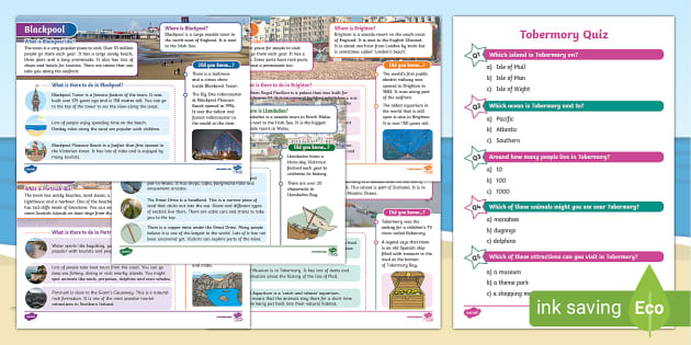 UK Seaside Towns Fact File and Quiz Pack - Twinkl