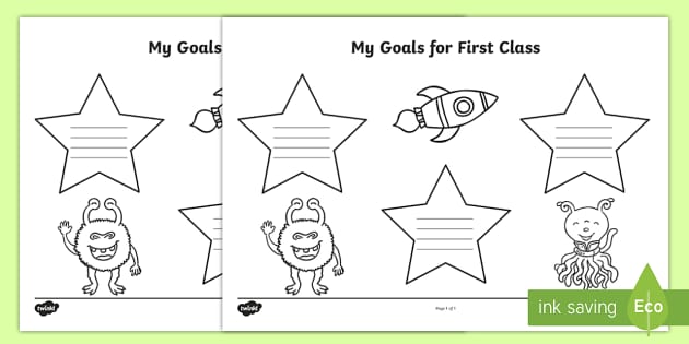 My Goals For First Class Worksheet Worksheet Twinkl