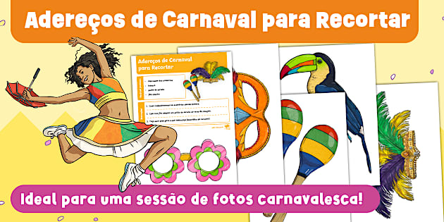 Adereços de Carnaval para Recortar