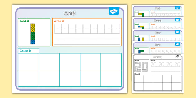 Numbers 1-20 Building Blocks Activity Mats