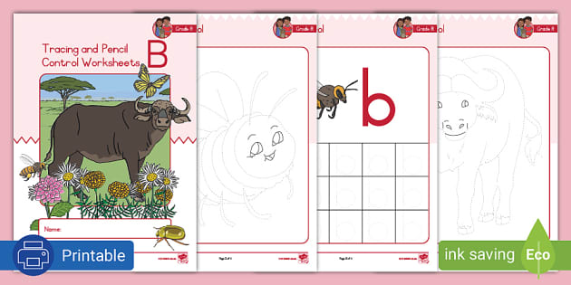 Gr. R Phonics Letter B Tracing and Pencil Control Worksheets