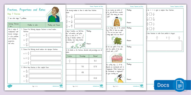 Stage 7 Fractions Overview Activity Sheet (teacher made)