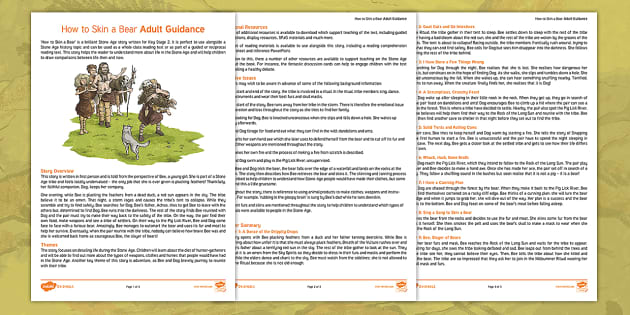 KS2 Stone Age Story 'How to Skin a Bear' Adult Guidance