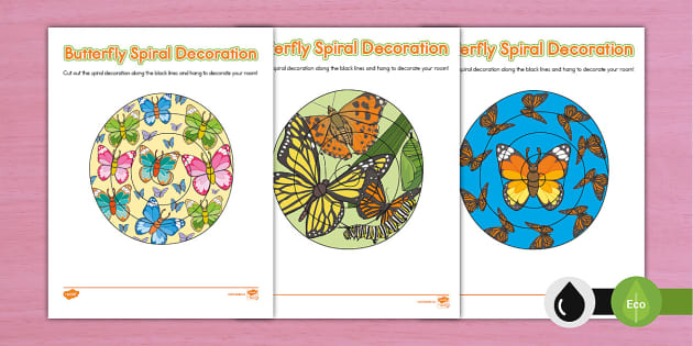 Butterfly Themed Spiral Craft Decoration (teacher made)