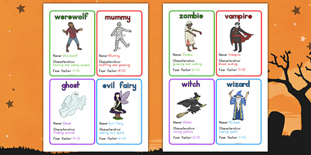 Halloween Monster Top Cards Game