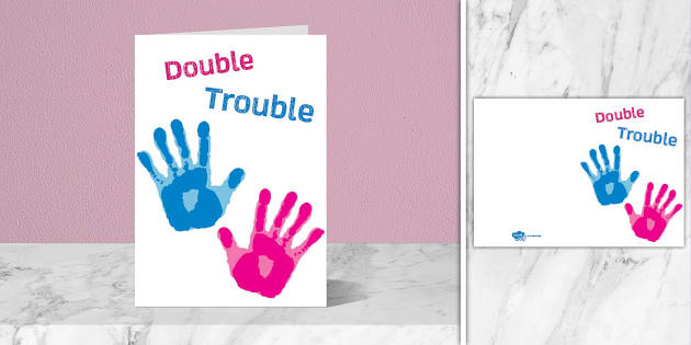 Double Trouble Handprints Card | Twinkl Party (teacher made)