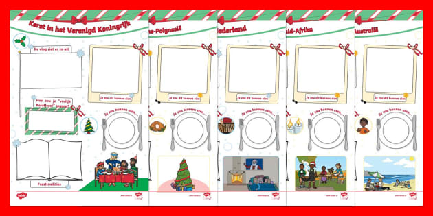 FREE! - Kerst over de hele wereld: Schrijfkaders - Twinkl