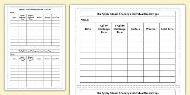 The Agility Fitness Challenge Individual Recording Tags