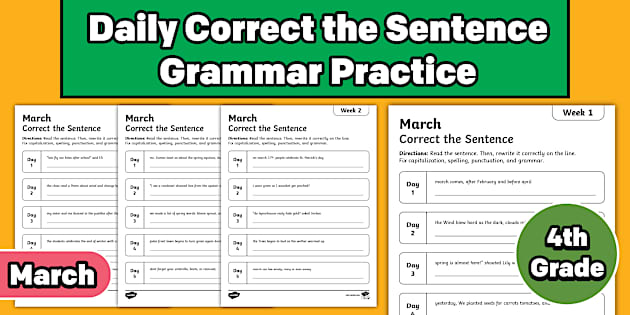 Fourth March Daily Correct the Sentence Grammar Practice