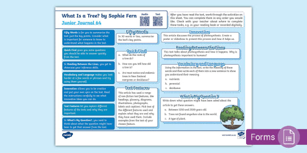 Junior Journal 64 November 2022: What Is a Tree? (Article Follow-Up)