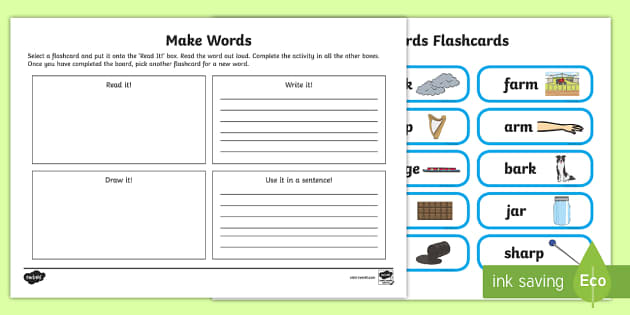 'ar' Sound Make Words Activity Mat (teacher made)