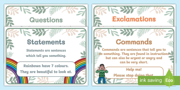 Botanical Themed Types of Sentences Display Posters Botanical Themed Types of Sentences Display Posters