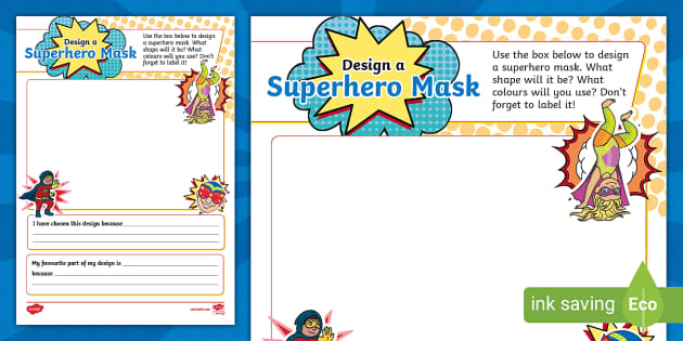 Design a Superhero Mask Worksheet (teacher made) - Twinkl