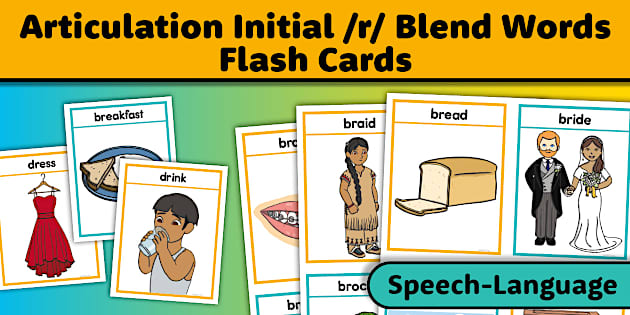 Articulation Initial /r/ Blend Words Flash Cards for SLP