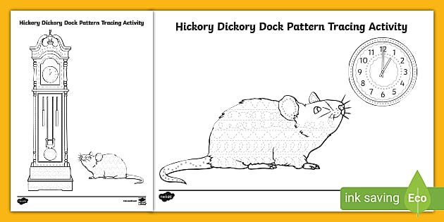 Hickory Dickory Dock Pattern Tracing Activity (teacher made)
