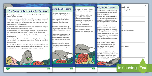 Dugong Differentiated Reading Comprehension - Twinkl