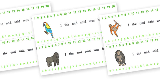 Combined Alphabet and Number Strips (Jungle & Rainforest)