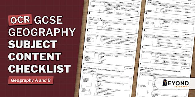 OCR GCSE Geography Subject Content Checklists
