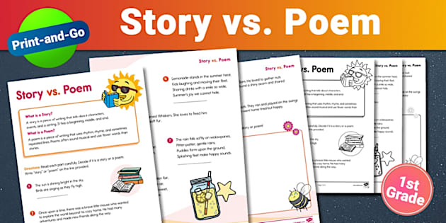 Story vs Poem Worksheet | First Grade | Twinkl USA