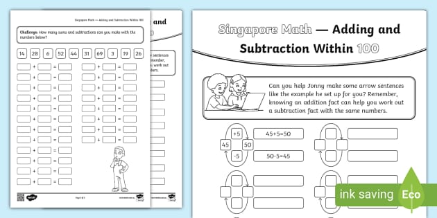 Singapore Math Adding And Subtraction Within 100