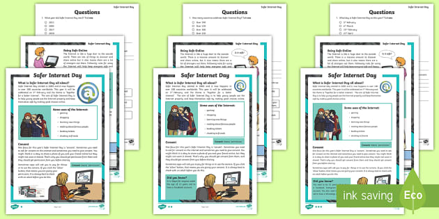 LKS2 Internet Safety Day Differentiated Reading Comprehension Activity