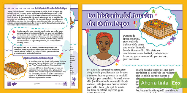 Comprensión Lectora La Historia Del Turrón De Doña Pepa Guía De Trabajo