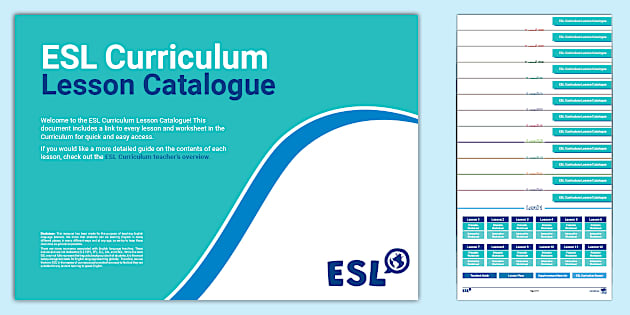 ESL Curriculum Lesson Catalogue for Teachers - Twinkl