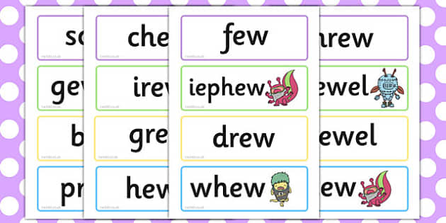 Phase 5 'ew' Flashcards Real and Nonsense Words - phase 5, ew