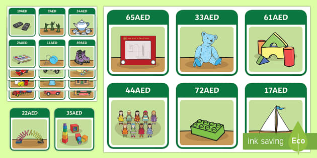 UAE Year 3 Money Toy Shop Labels AED