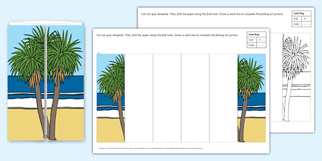 Palm Tree Folding Art Template (teacher made) - Twinkl