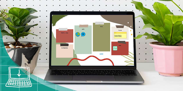 Green Patterned | Desktop Organiser (teacher made) - Twinkl