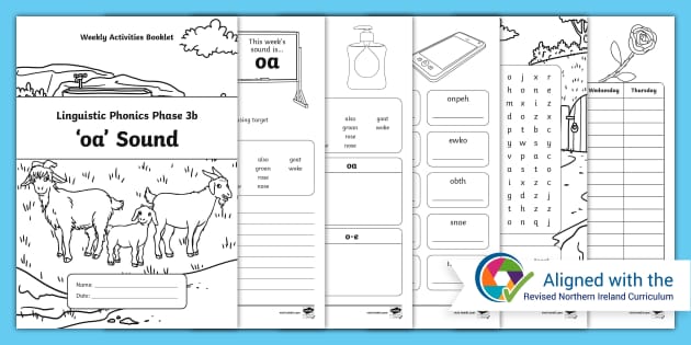 Northern Ireland Linguistic Phonics Phase 3b 'oa' Sound Weekly Activity