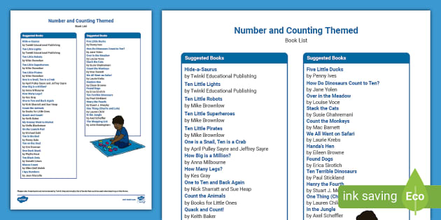 Number and Counting Themed Book List (teacher made) - Twinkl